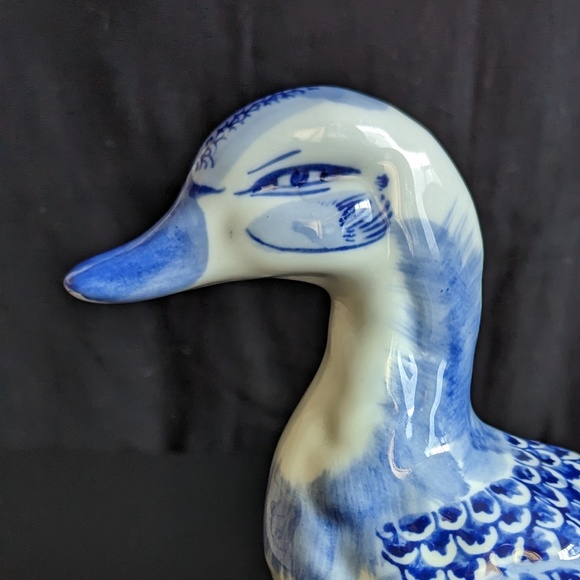Accents | Delft Style Hand Painted Blue And White Ceramic Duck Figurine ...
